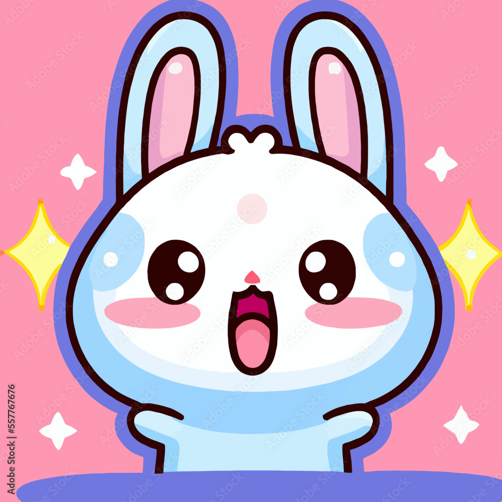 Cute Rabbit illustration Rabbit kawaii chibi vector drawing style ...