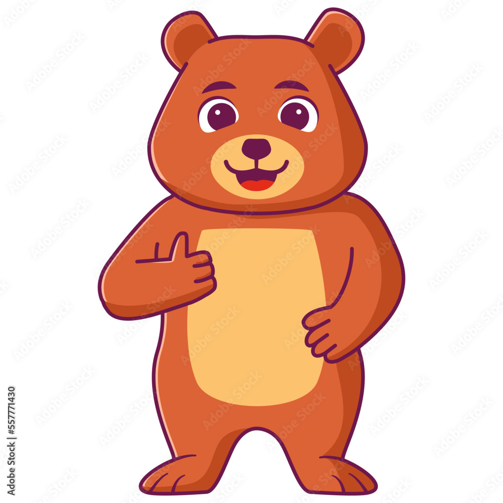Cute baer giving thumb up.Cartoon teddy bear with ok sign hand.Isolated ...