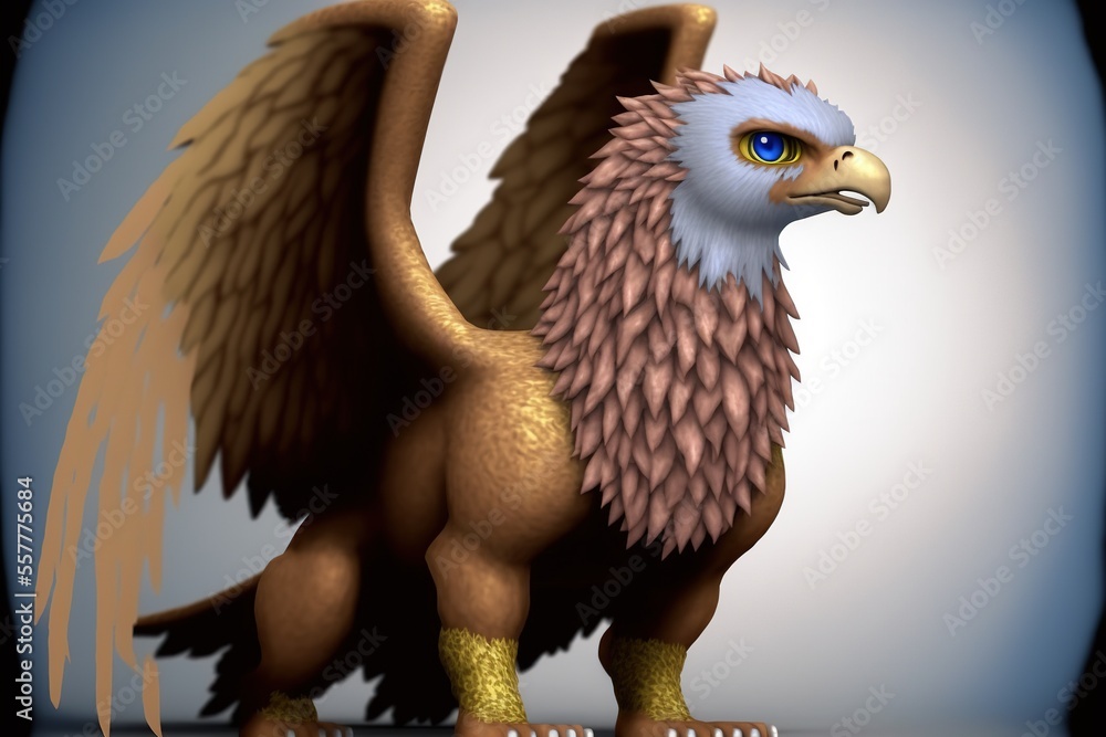 Cute kawaii griffin or griffon, mythology, half eagle half lion ...