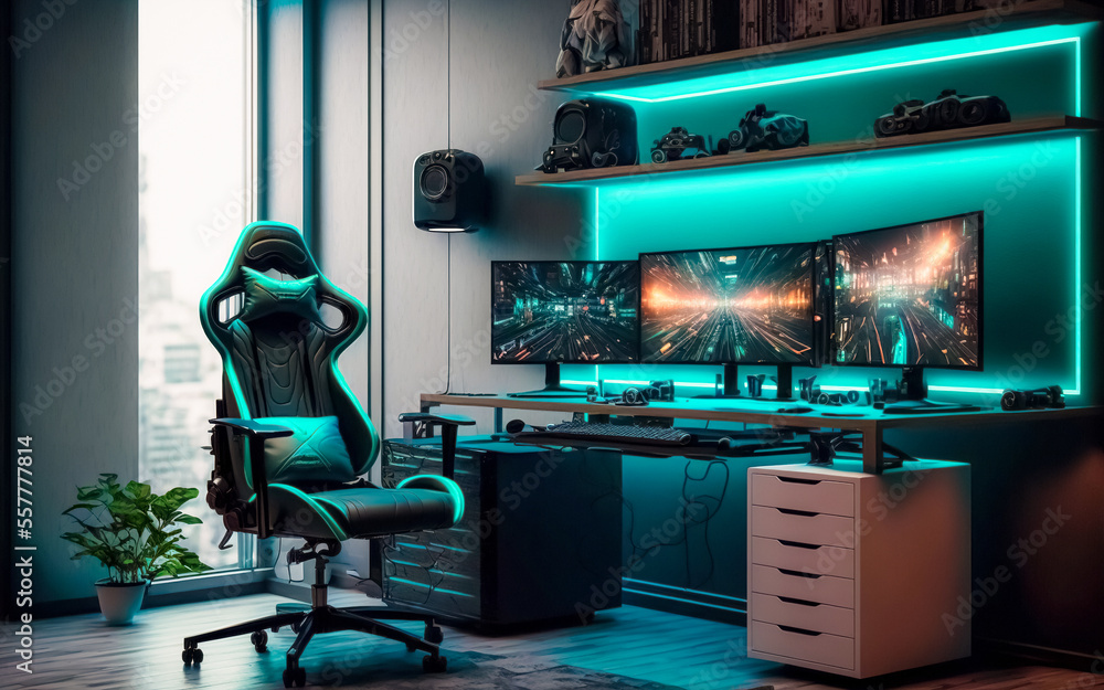 Professional Gamers Room With Ultra Powerful Personal Computer. Paused ...