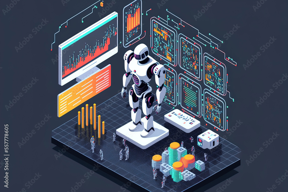 Robotic character and isometric composition of artificial intelligence ...