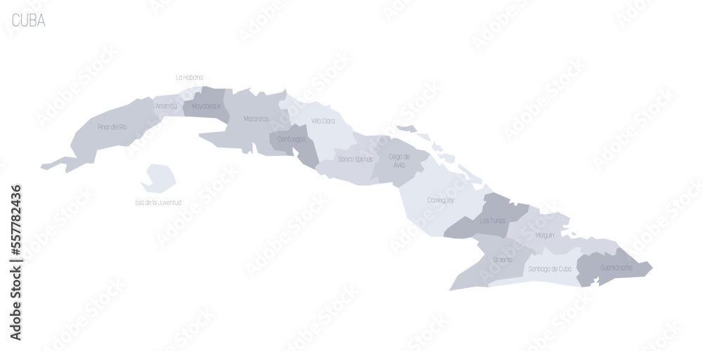 Cuba political map of administrative divisions - provinces. Grey vector ...