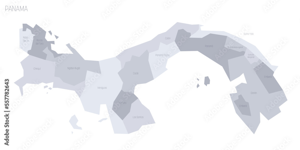 Panama political map of administrative divisions - provinces. Grey ...