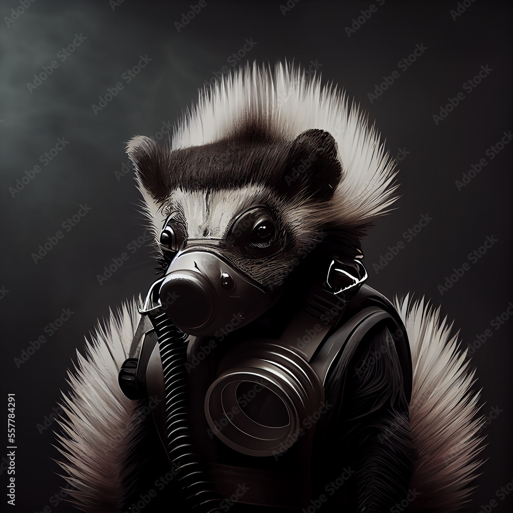 Skunk in a gas mask ai art Stock Illustration | Adobe Stock