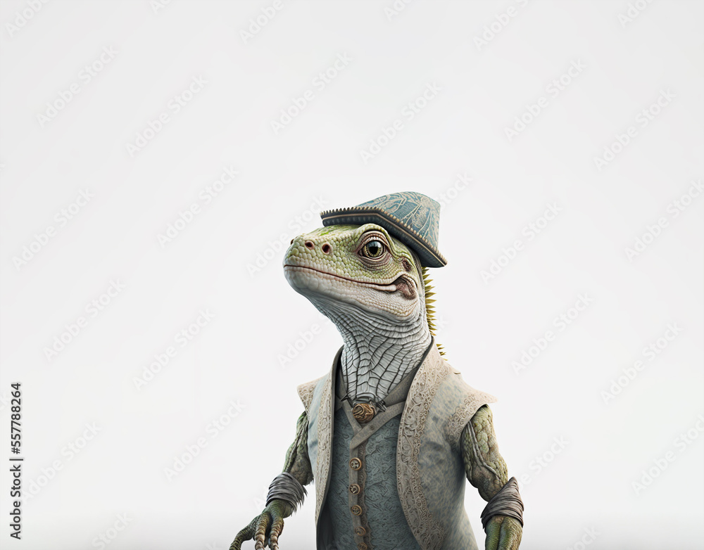Well Dressed Iguana Lizard Or Dinosaur As Fictional Character In 18th ...