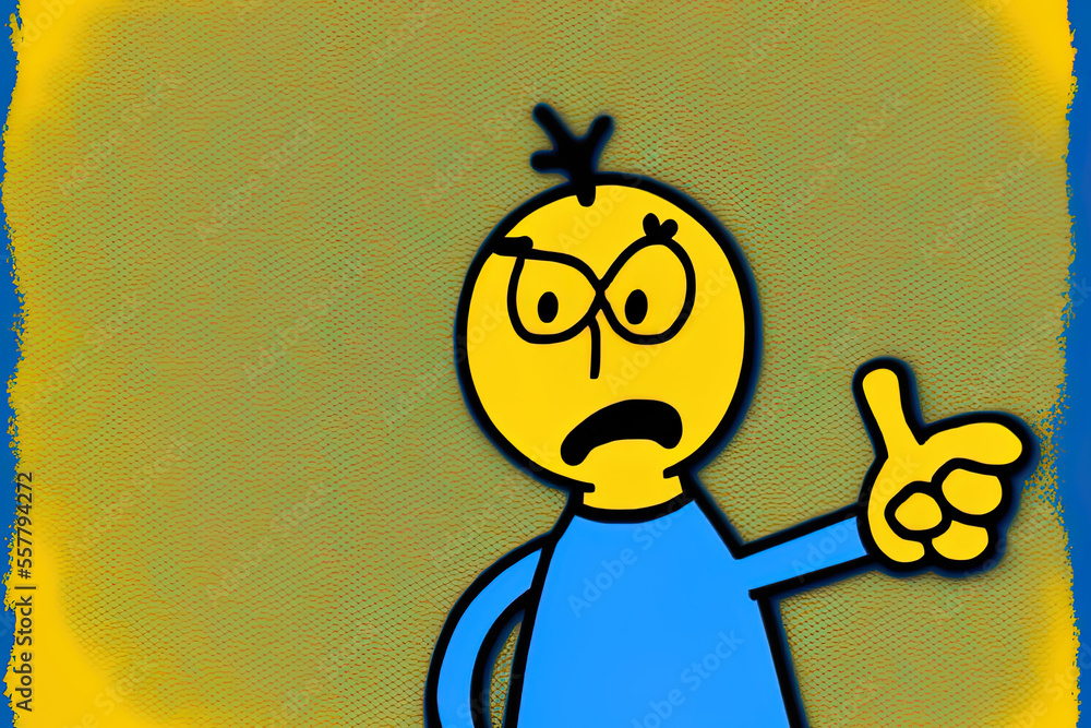 cartoon figure spirals his fingers in the direction of the viewer while ...