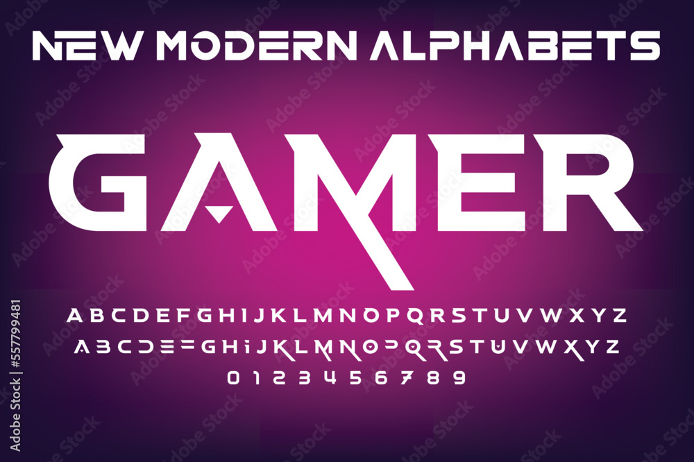 GAMER Sports minimal tech font letter set. Luxury vector typeface for ...