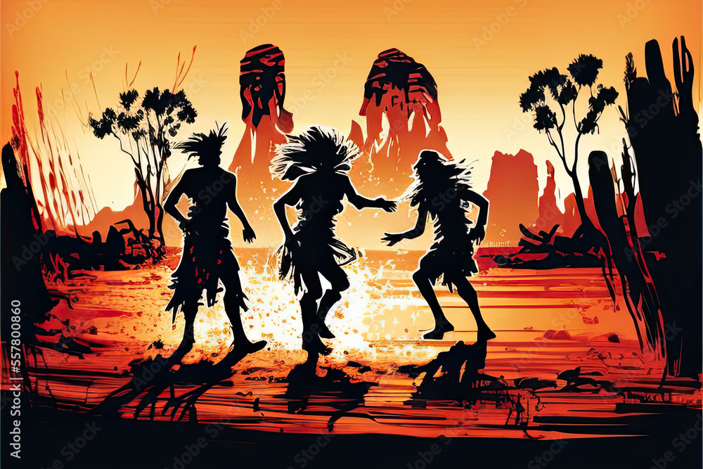 Aboriginal Tribe Dancing Stock Illustration | Adobe Stock