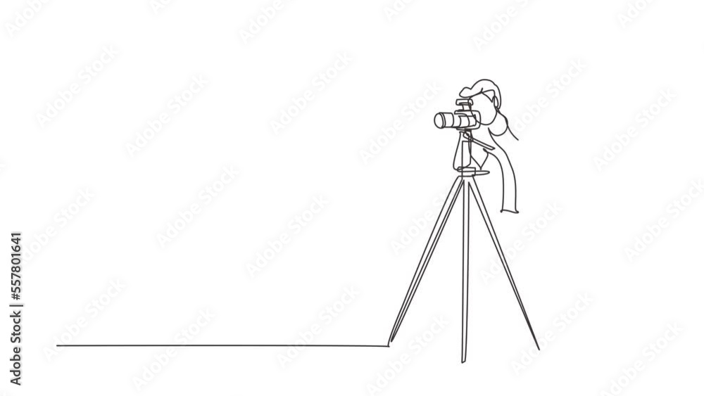 Self drawing animation of single line draw paparazzi concept with ...