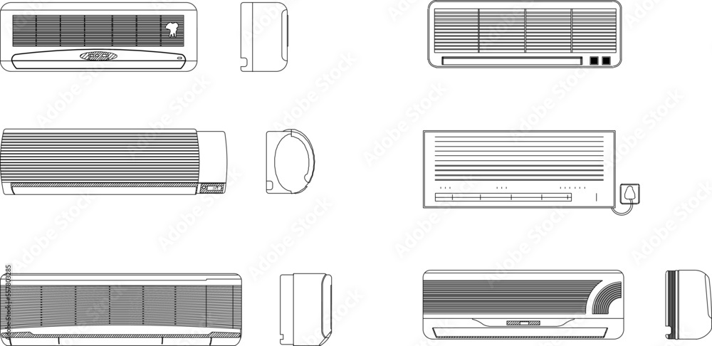 set isolated sketch vector black and white illustration of air ...