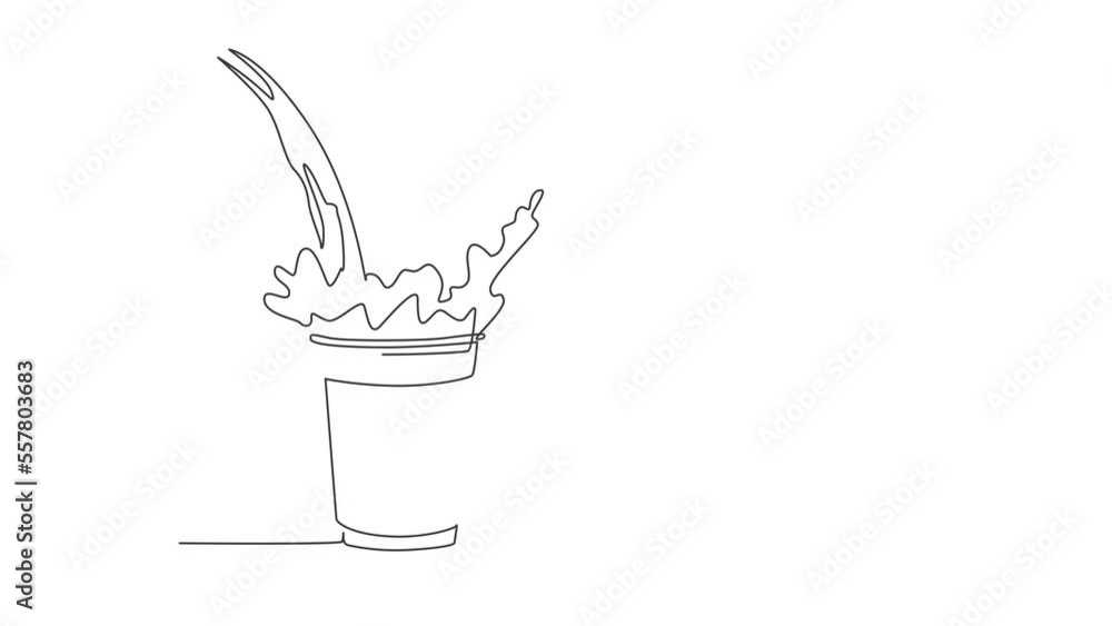 Self drawing animation of single one line draw pouring coffee into ...