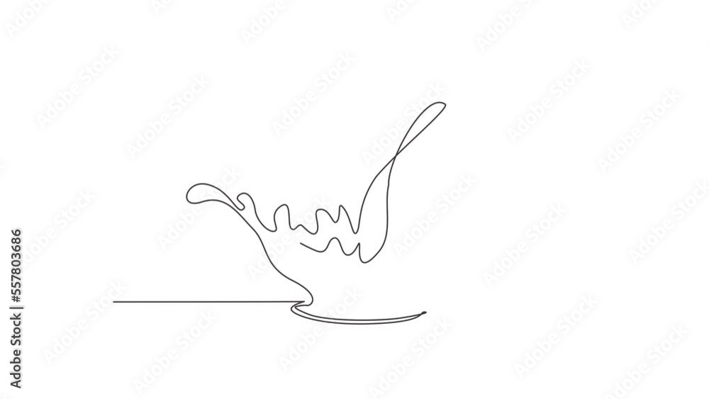 Self drawing animation of single one line draw water splash spray with ...
