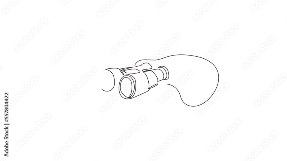 Self drawing animation of single one line draw binoculars optical ...