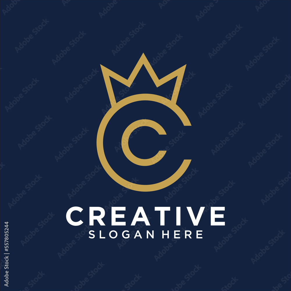 C Letter Gold With Crown Logo Design Template Stock Vector | Adobe Stock