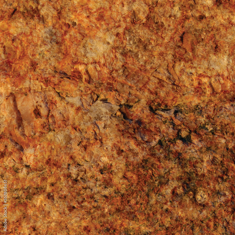 Raw pegmatite feldspar igneous rock terracotta pattern, rusty orange ...