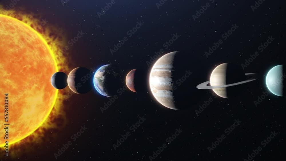 Vídeo do Stock: 3d planet solar system. Sun, Mercury, Venus, Earth ...