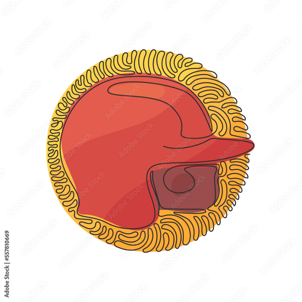 Single one line drawing baseball helmet. Helmet for various team sports ...