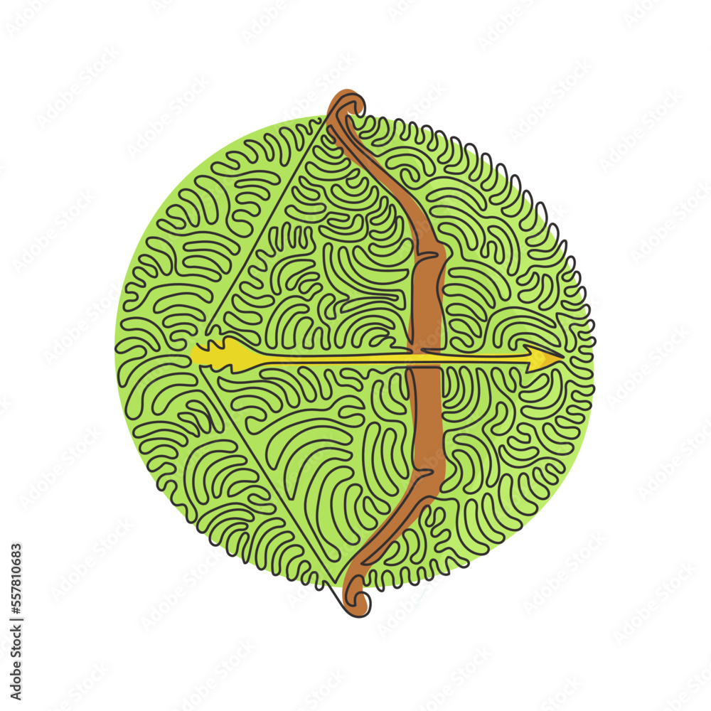 Single continuous line drawing Arrow and bow Indian archery weapon ...