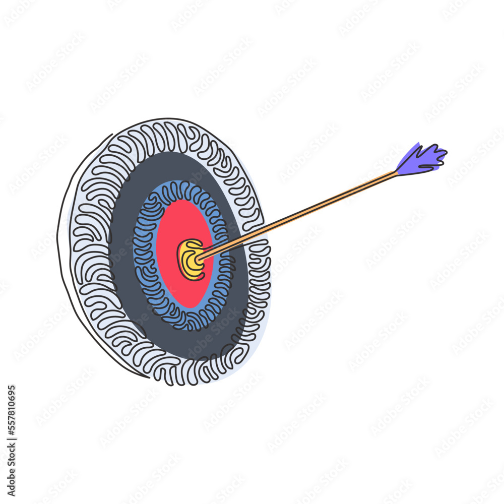 Single continuous line drawing Archery Target With Arrows Archer Sport ...