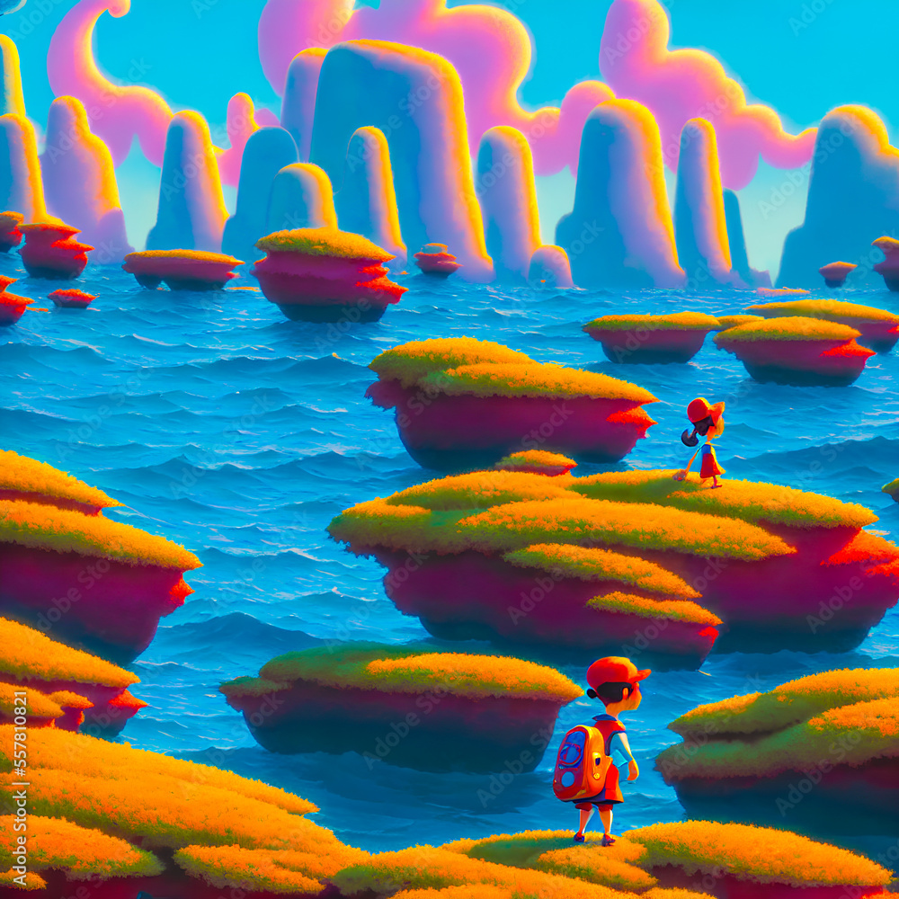 Fantasy Sea art illustration AI-Generated Stock Illustration | Adobe Stock