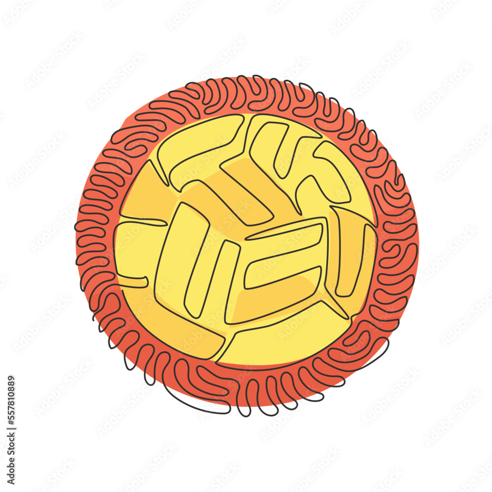 Single one line drawing Sepak Takraw ball or rattan ball. Scissor kick ...