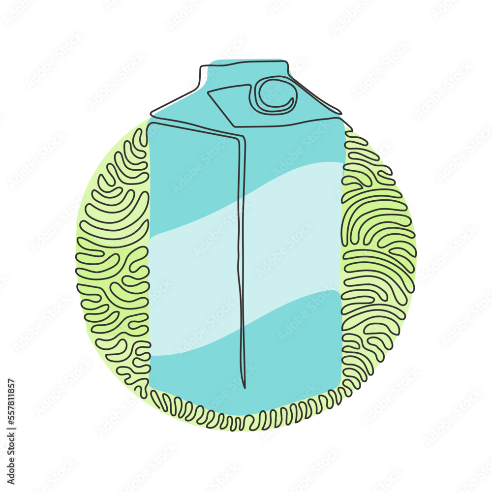 Single one line drawing box of fresh milk cow. Dairy product used in ...