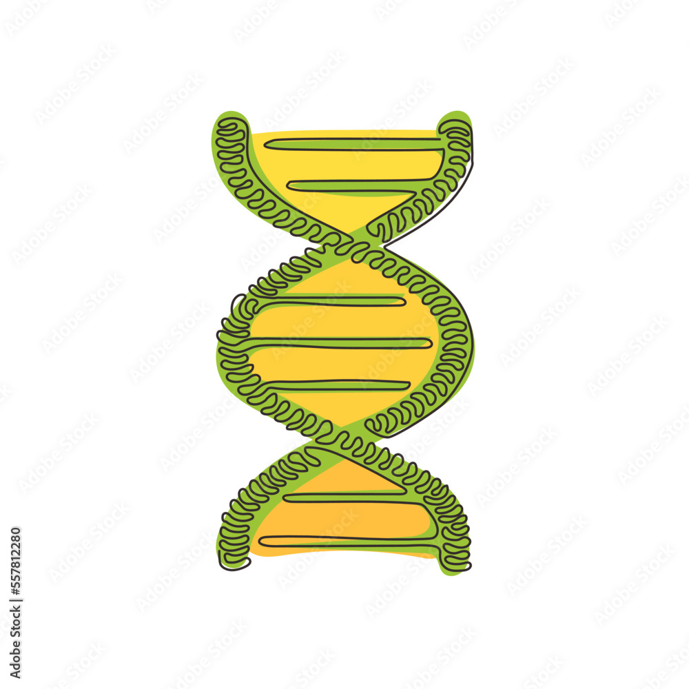 Continuous one line drawing DNA icons. Life gene model bio code ...