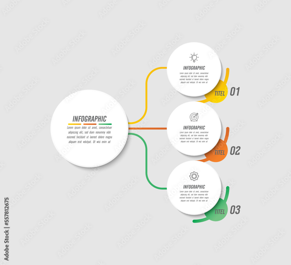 Vector circular three step infographics template design for ...