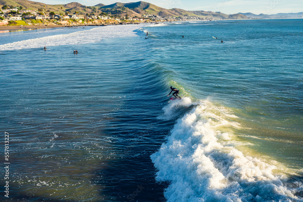 Ocean surfing. Cayucos beach on California's central coast is one of ...