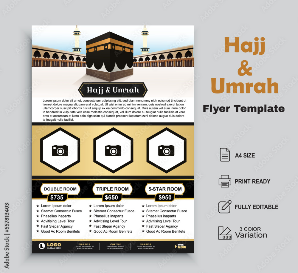 Vetor do Stock: Modern Elegant Luxury Hajj and Umrah Flyer Template ...