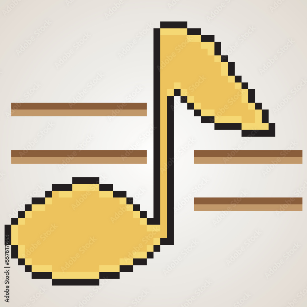 music note with pixel art. Vector illustration Stock Vector | Adobe Stock
