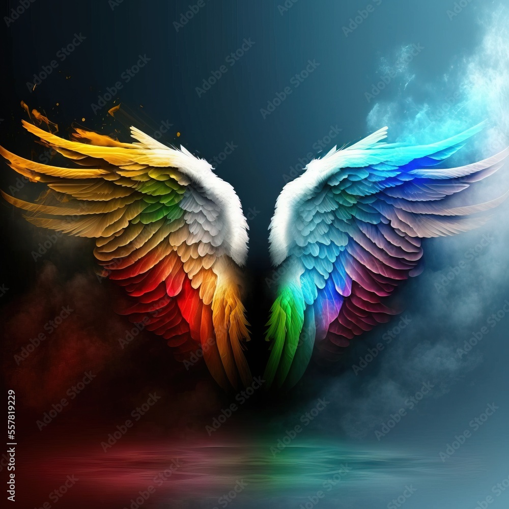 Colorful Bird Wings Spread