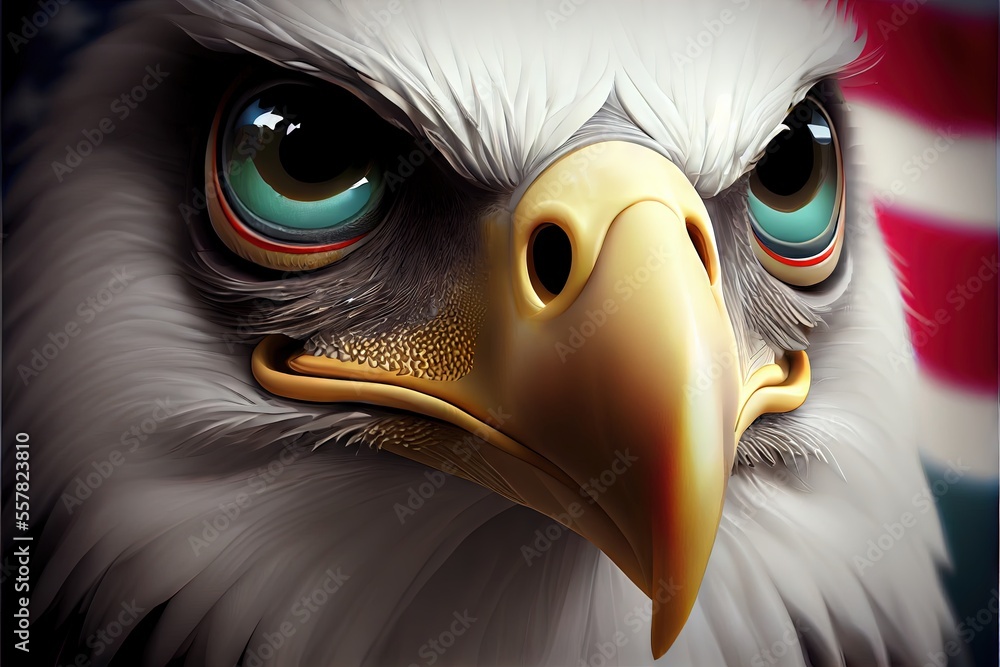American Bald Eagle - Generative AI image of a patriotic American Bald ...