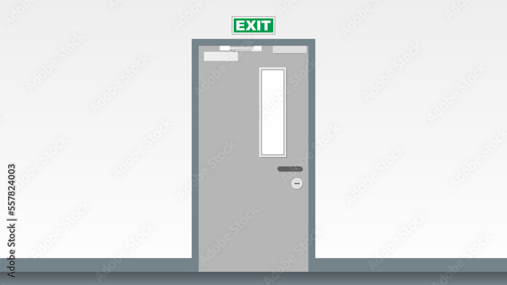 Exit door vector illustration. Safety facility for emergency escape ...