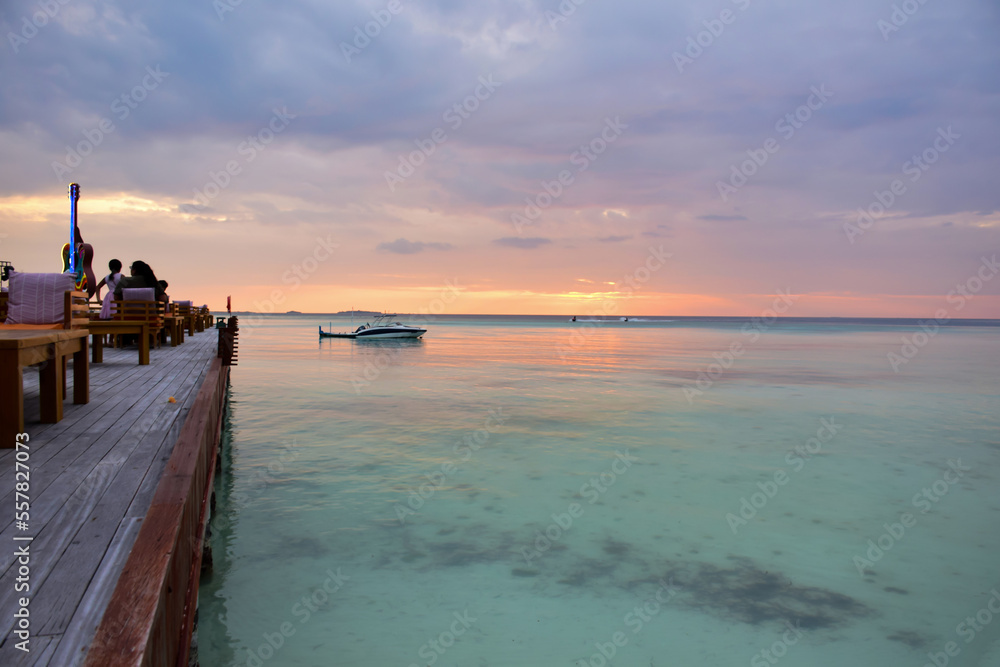 Maldives island landscape. Water, sand and greenery. Lush, tropical ...