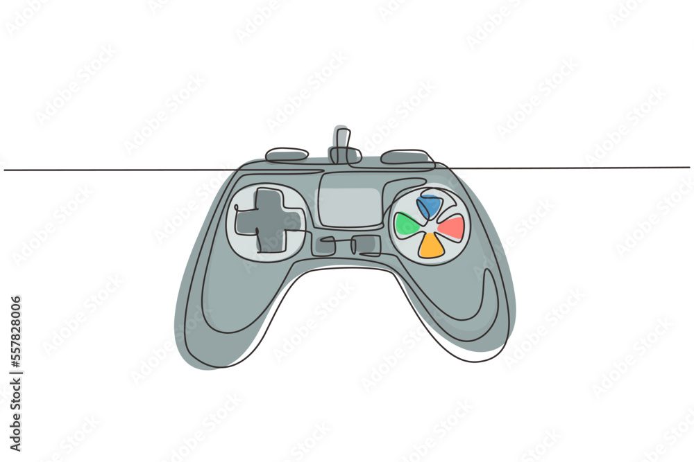 Single continuous line drawing video games PlayStation gaming ...