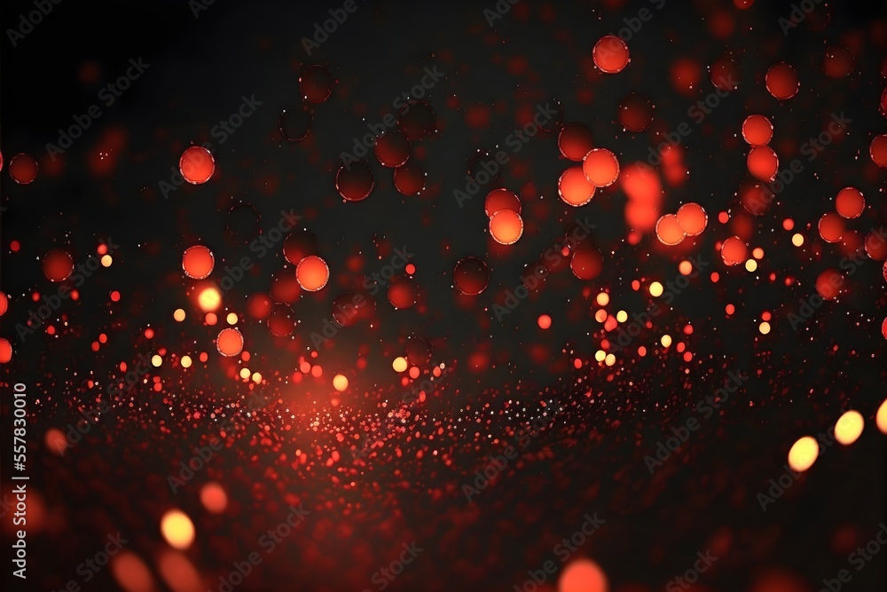 animated christmas background of red light particles falling on black ...