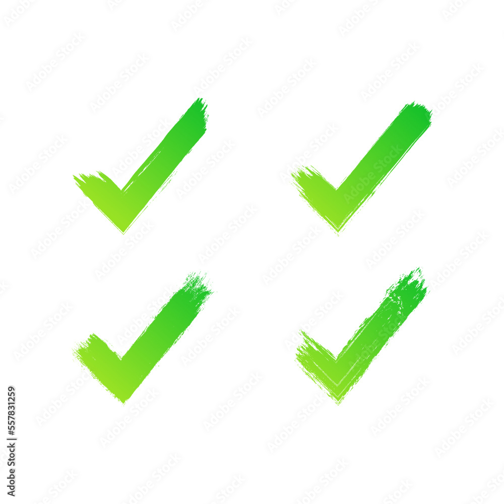 green tick icon, Check mark symbol in green, tick mark, brush check ...
