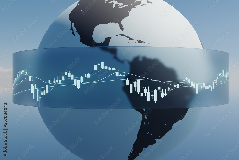 stock market chart around earth background, 3d rendering Stock ...