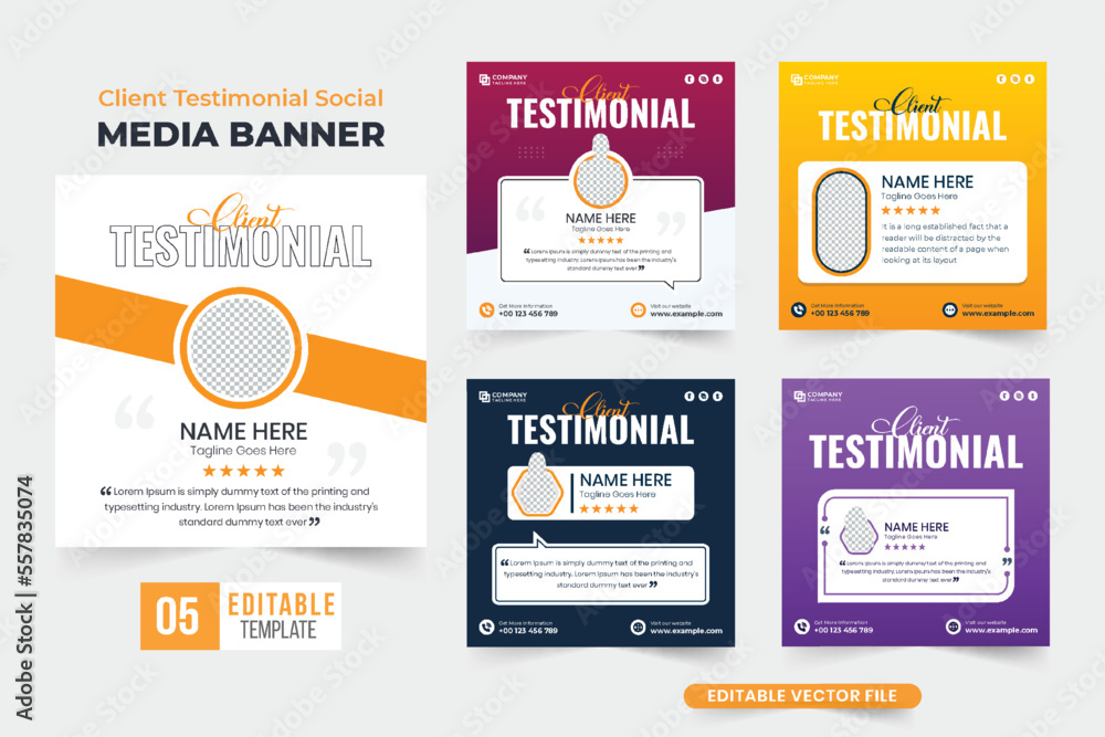 Client testimonial social media post vector collection with creative ...