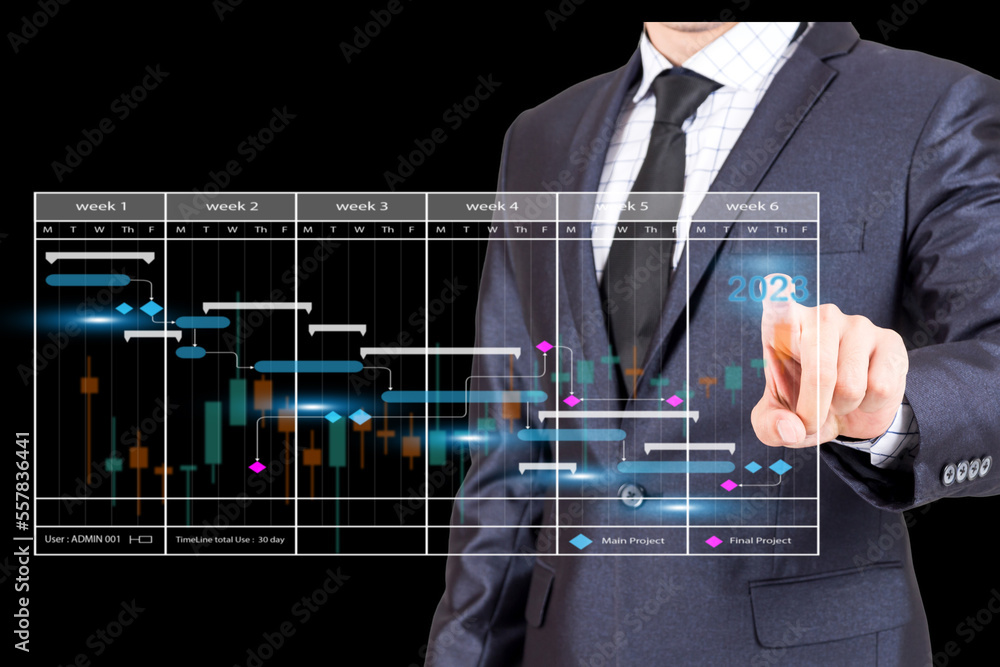 Businessman with calendar schedule plan appointment management target ...