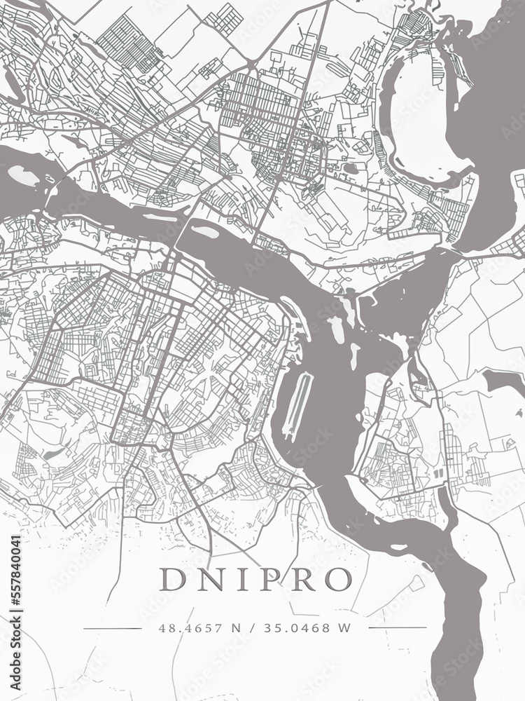 Map of Ukraine, Dnipro , city outline, borders, important cities ...