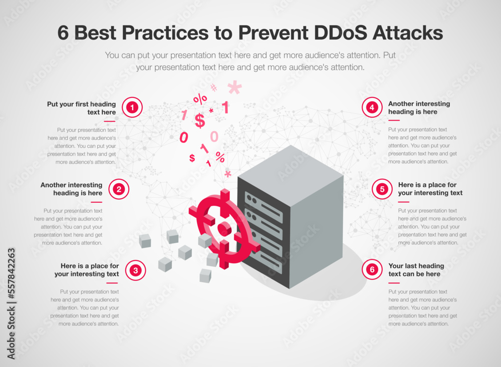 Simple infographic template for 6 best practices to prevent DDoS ...