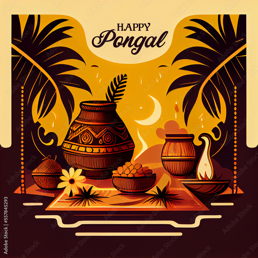 Illustration of Happy Pongal Holiday Harvest Festival of Tamil Nadu ...