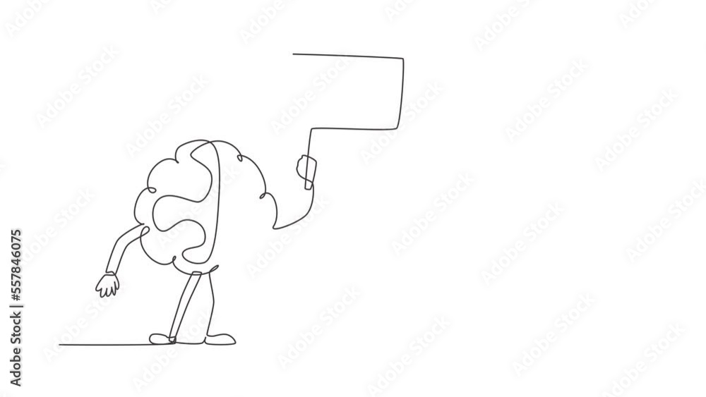 Animated self drawing of continuous line draw brain with sign template ...