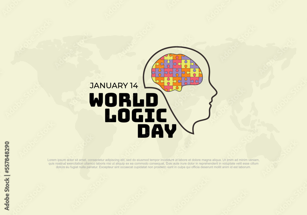 World logic day banner poster isolated on white background celebrated on January 14. Stock ...