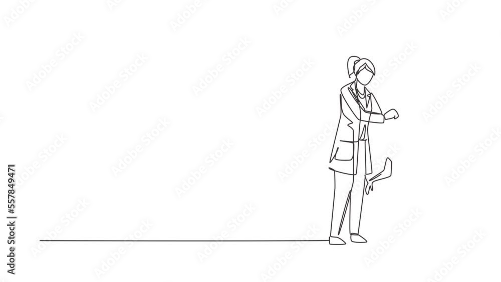 Self drawing animation of single line draw doctor bandaging head of ...