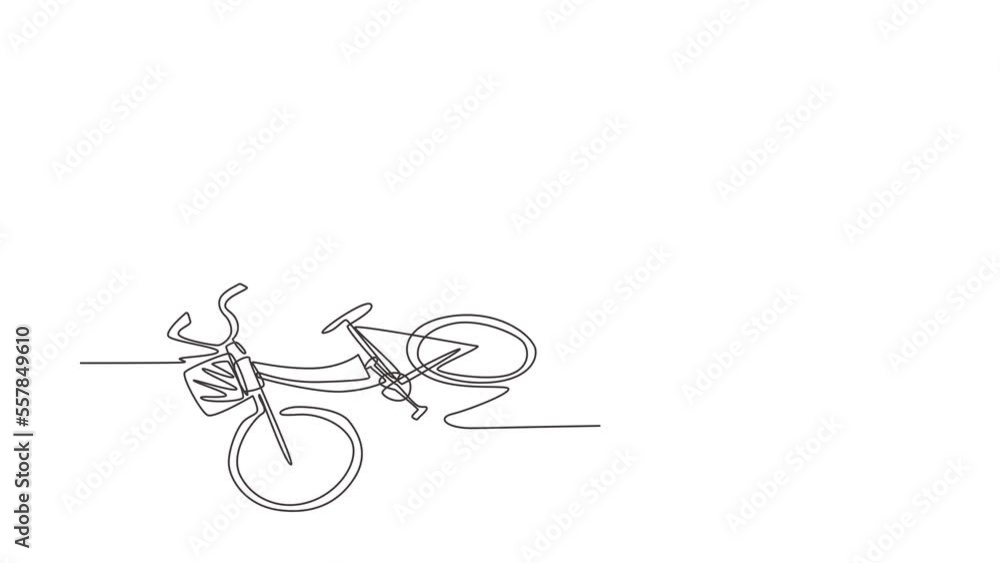 Self drawing animation of single line draw little girl hurt fallen off ...