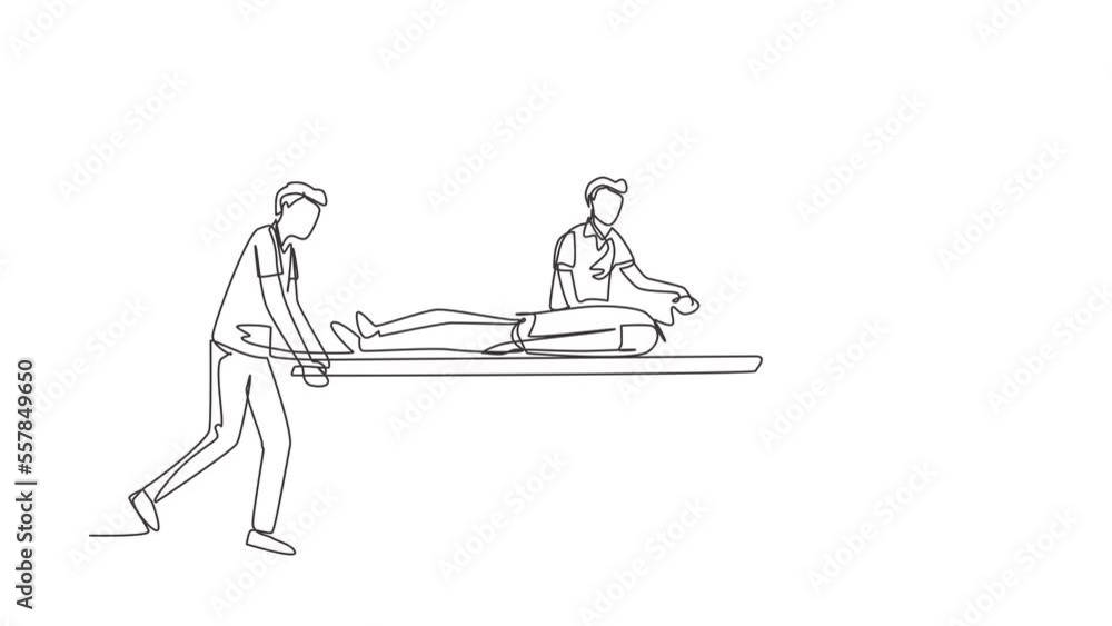 Animated self drawing of continuous line draw medical team resuscitates ...