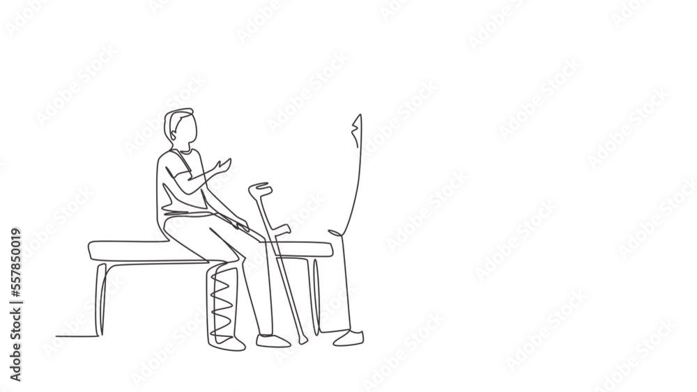 Vidéo Stock Animated self drawing of continuous line draw leg fracture ...